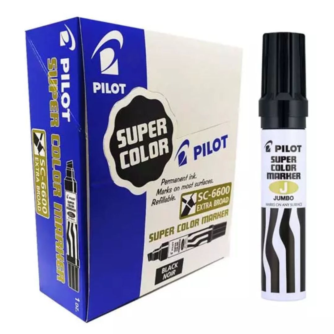 Marcador Permanente Jumbo Pilot Punta Cincel Hasta 12.5 Mm, Caja C/12