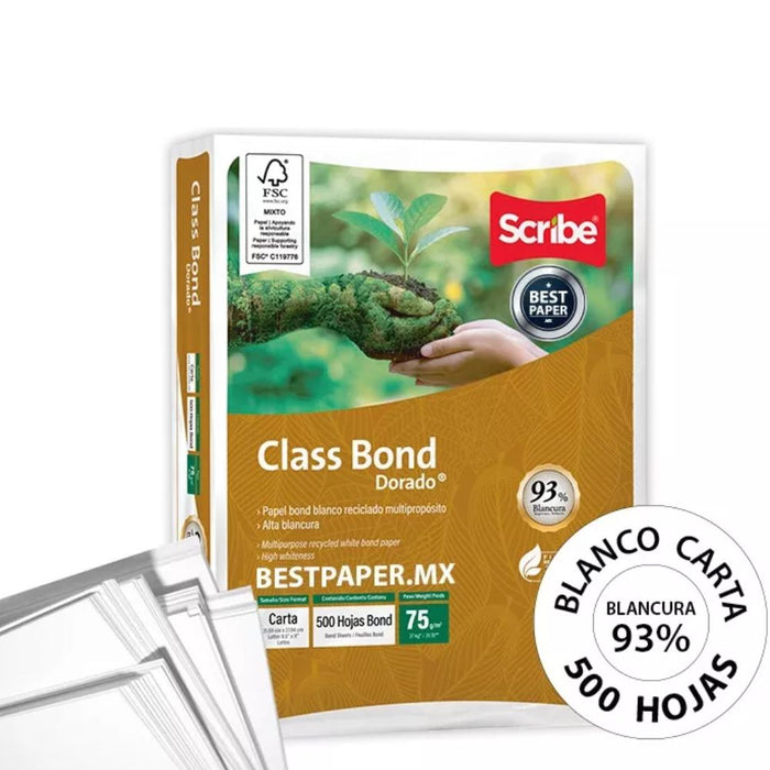 Papel Class Bond Dorado Carta Scribe 75 g – Paquete 500 Hojas