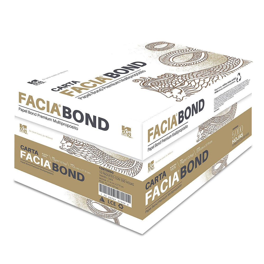 Papel Facia Bond Carta - Caja con 5000 Hojas | 75g/m² | Para Láser e I